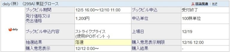 dely（299A）のIPO（新規上場）抽選結果と公募価格！ ｜ IPO初値予想主観 IPOゲッターの投資日記